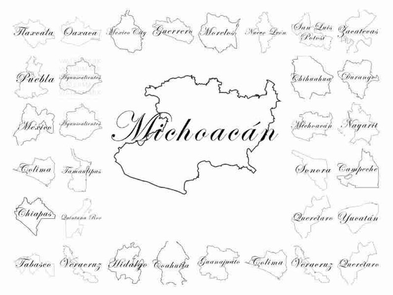 Michoacan Map Vector File for Cricut, Silhouette (digital Download) - Etsy