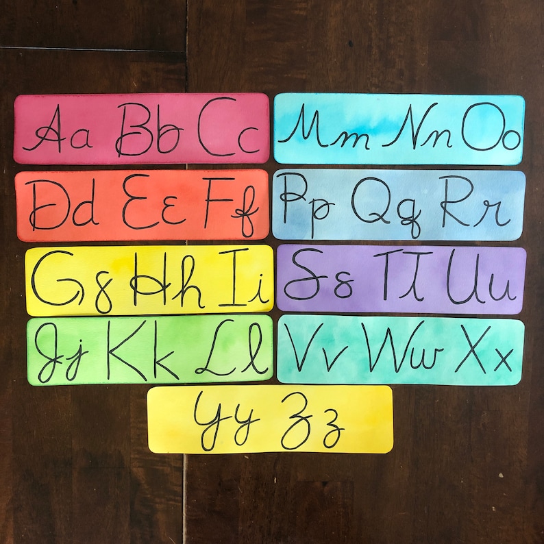 Cursive Alphabet Cards, Vimala Inspired Cursive, Printable Alphabet ...