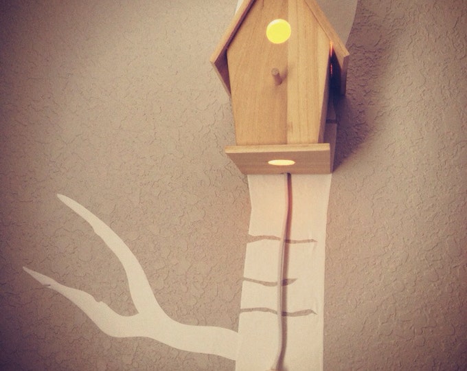 Bird House Night Light, Woodland Nursery- Classic, Natural Unfinished ...