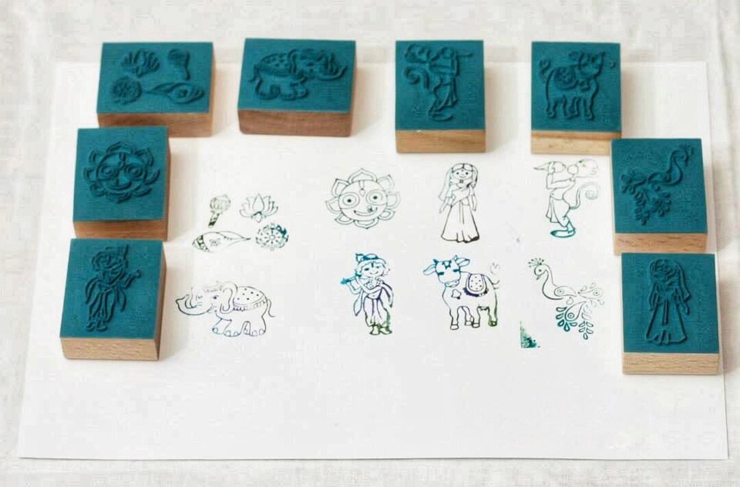 Beautiful India Stamps Set Radha Krishna Hanuman - Etsy