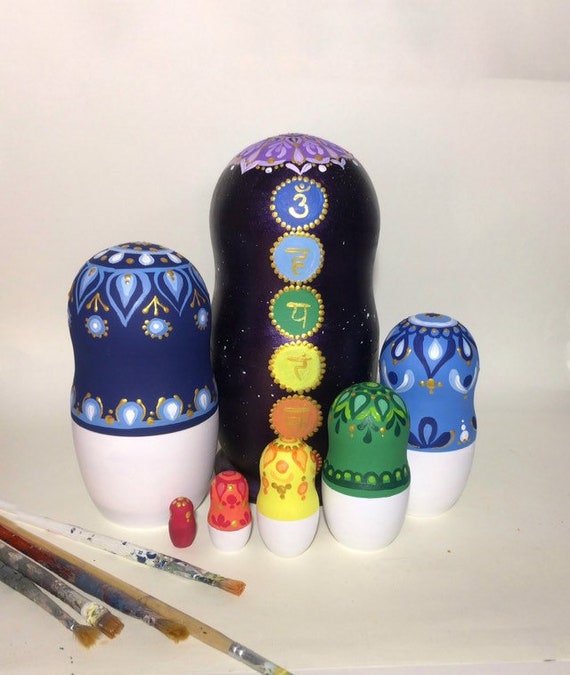 7 Chakras Rainbow Nesting Dolls Set - Etsy