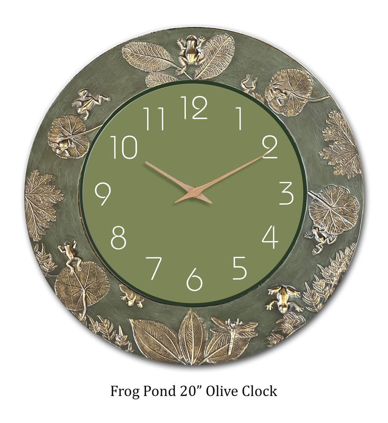 Frog Pond Clock. Whimsical Frogs and Dragonflies on Lily Pads Surround ...