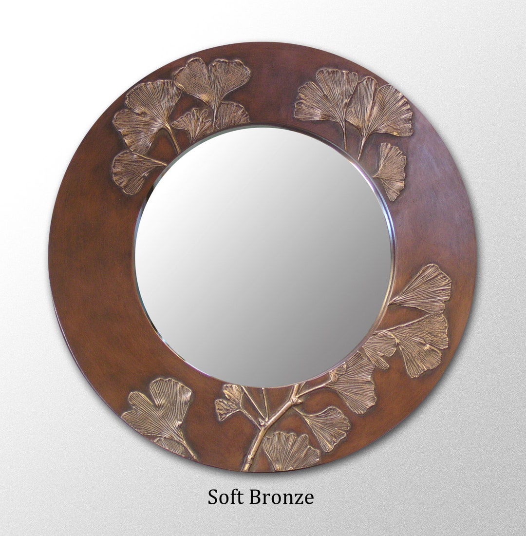 Small Round Decorative Mirror in Several Designs. Gingko, Succulent ...