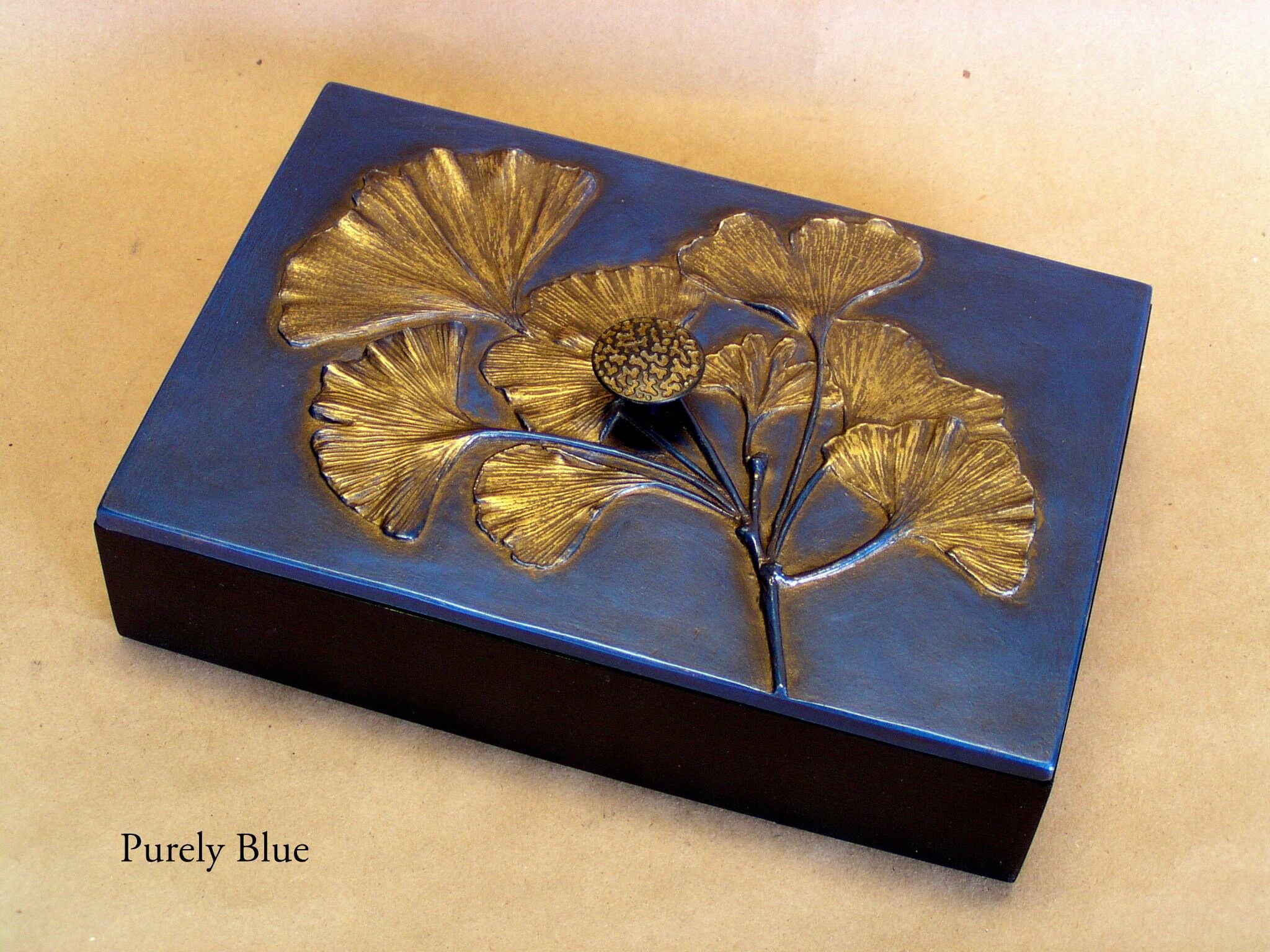 Gingko Leaf Lid on Decorative Bamboo Box 6 X 9 | Etsy