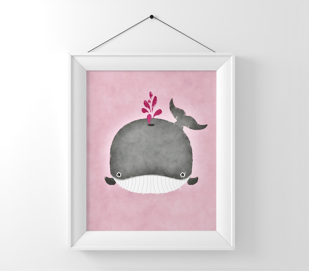 Baby Whale Watercolor, Whale Art, Whale Nursery Art, Girl Nursery Decor ...