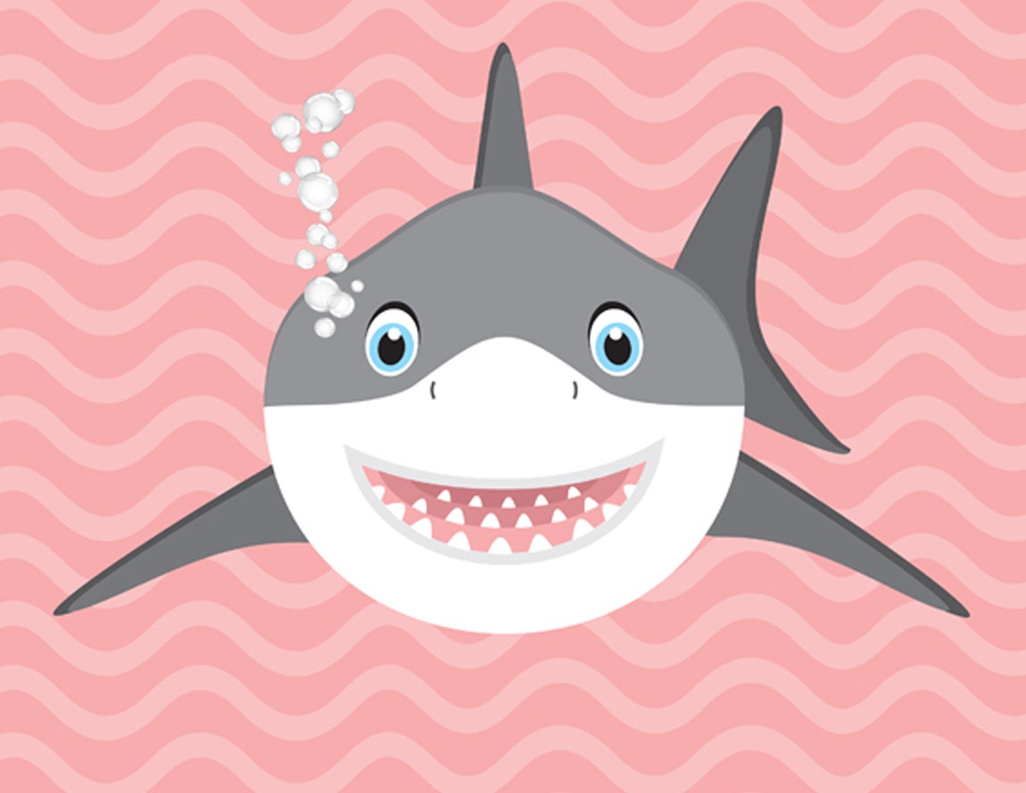 Baby Shark Illustration Shark Art Shark Nursery Art Nursery | Etsy