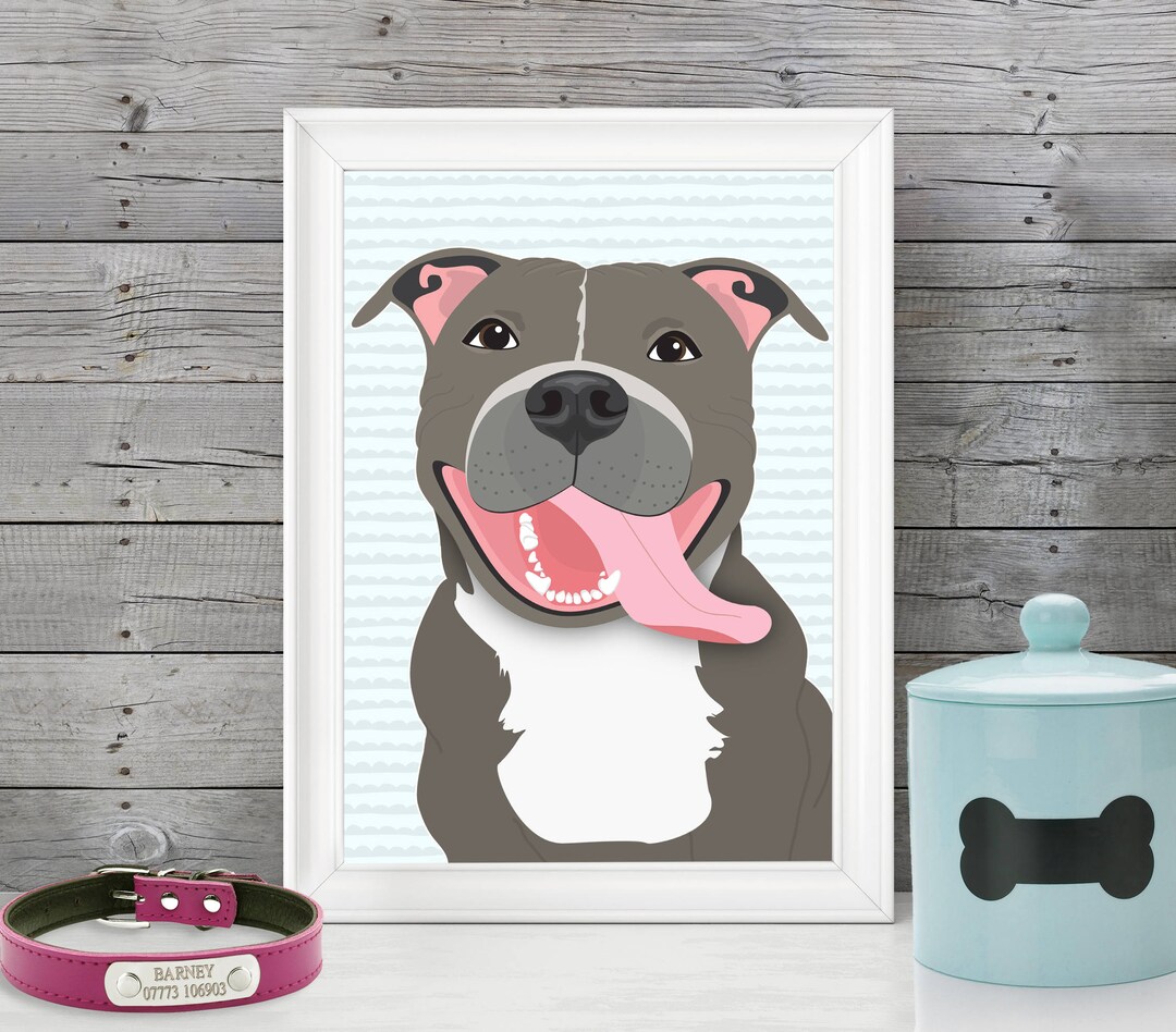 Pitbull Art / Pitbull Artwork / Pitbull Print / Pitbull Wall Art ...