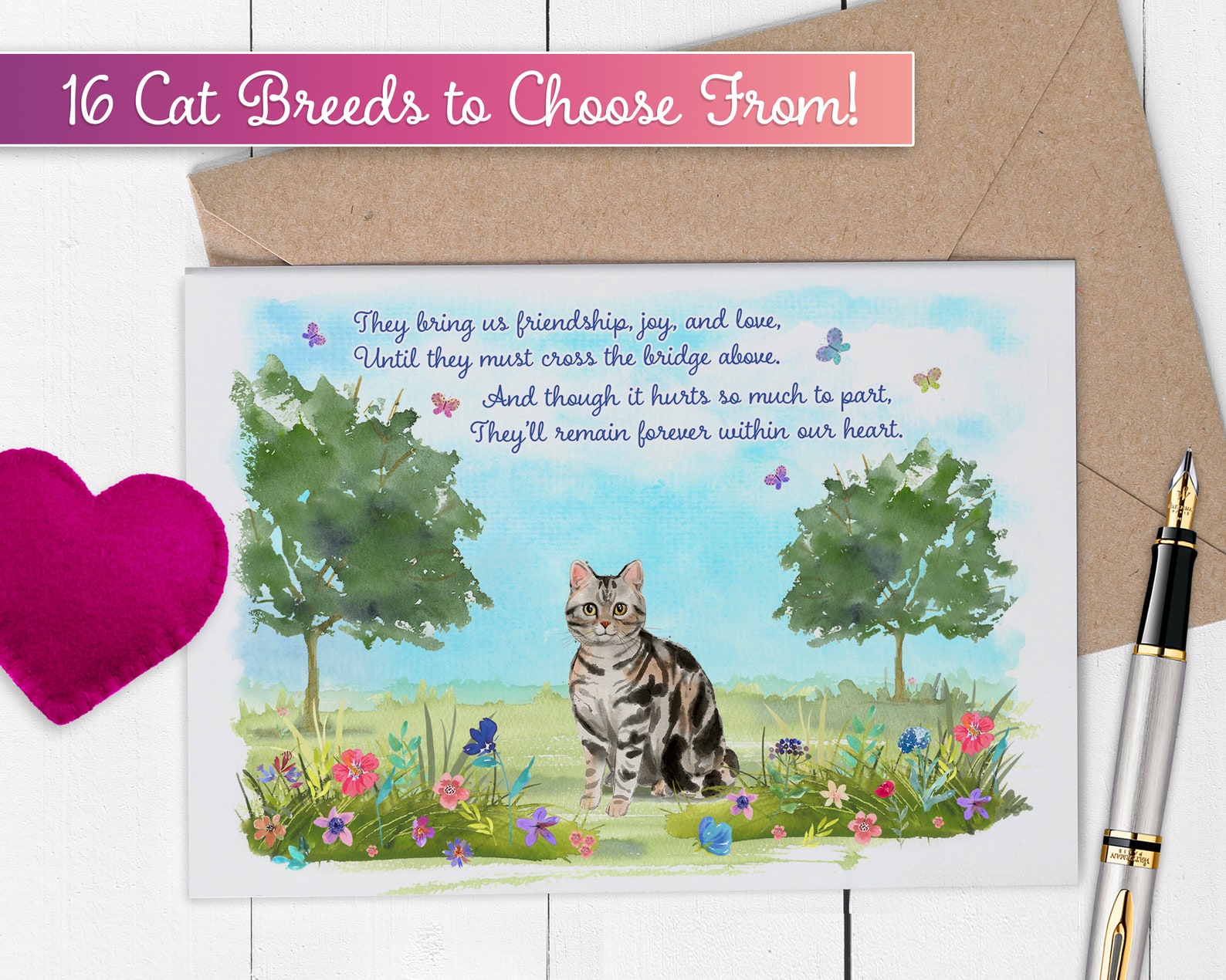 Cat Loss Card Cat Sympathy Card Pet Loss Card Rainbow - Etsy
