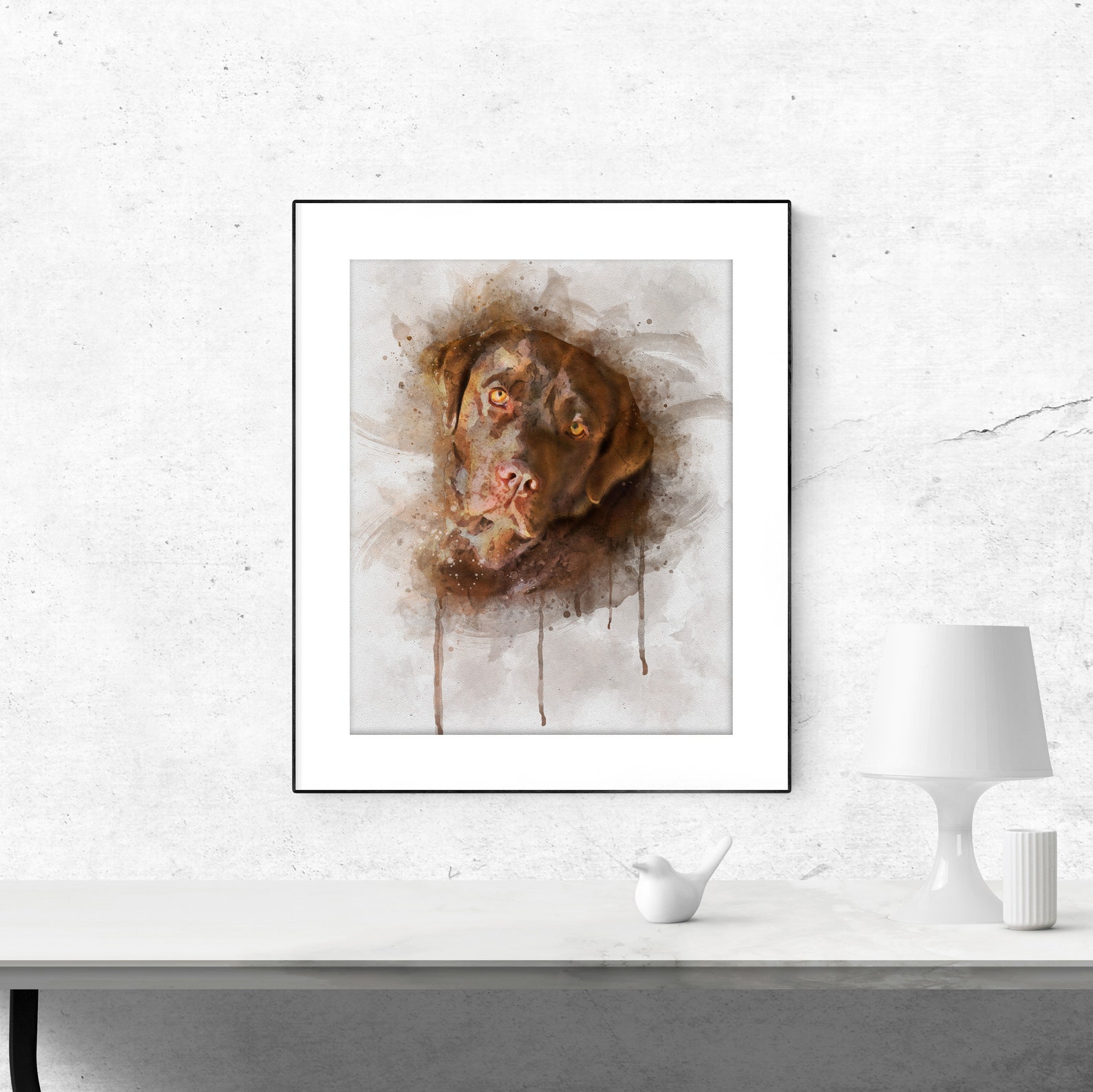 Chocolate Lab Art Print, Labrador Retriever Dog Modern Watercolor ...