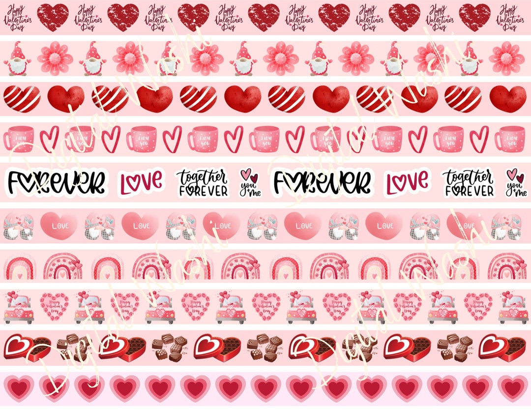 Valentine Digital Washi Tape, Digital Download, Embellishment ...