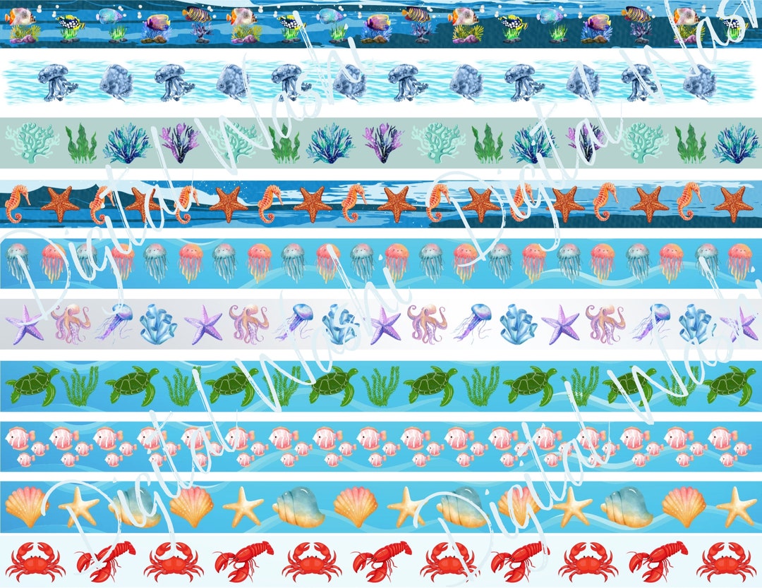 Ocean Digital Washi Tape, Digital Download, Embellishment, Scrapbooking ...