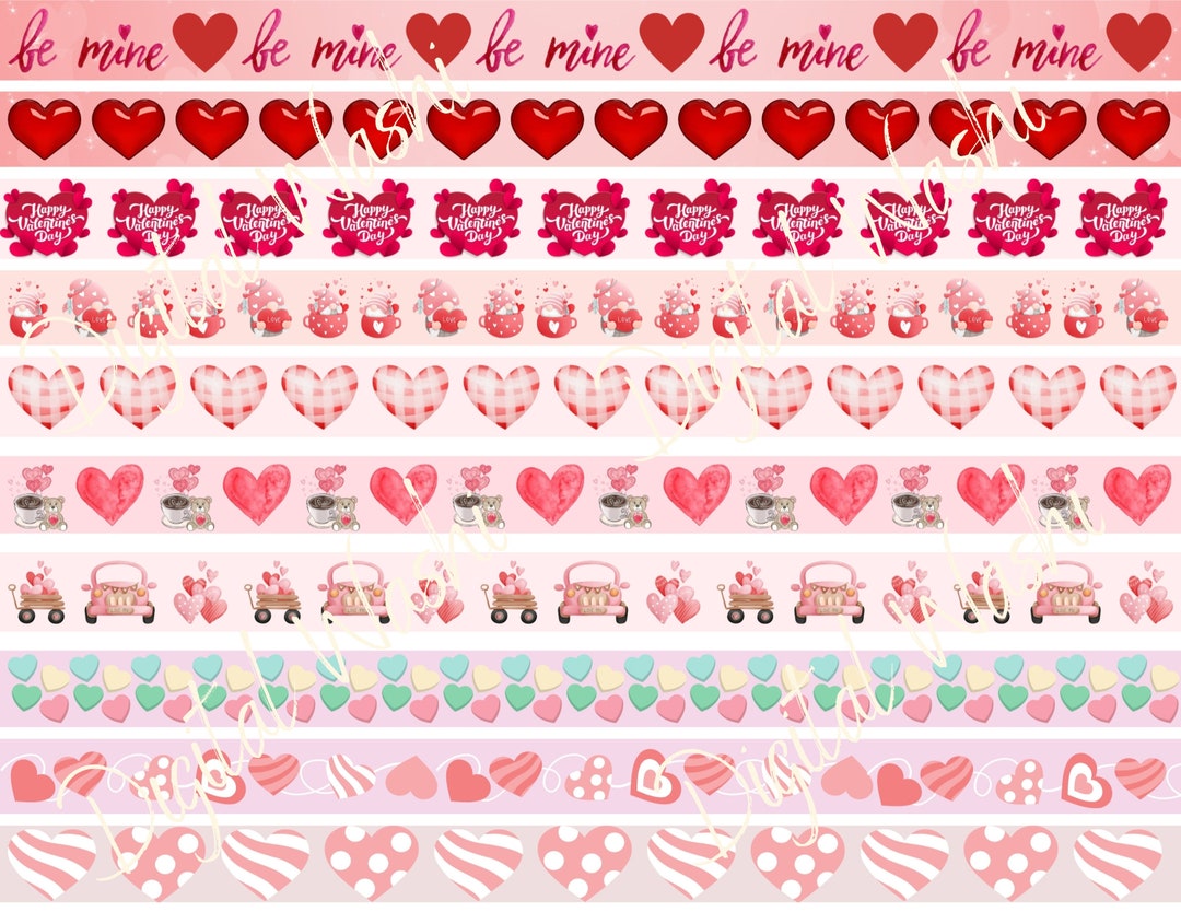 Valentine Digital Washi Tape, Digital Download, Embellishment ...