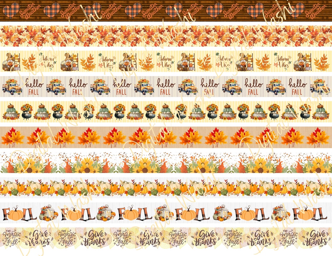 Fall Autumn Digital Washi Tape, Digital Download, Embellishment ...