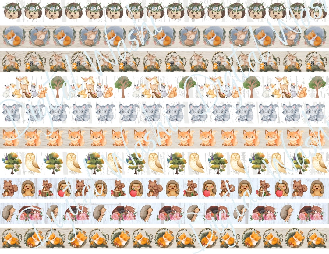 Woodland Animals Digital Washi Tape, Digital Download, Embellishment ...