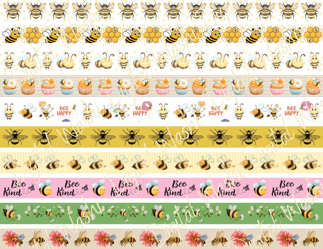 Bee Digital Washi Tape, Digital Download, Embellishment, Scrapbooking ...