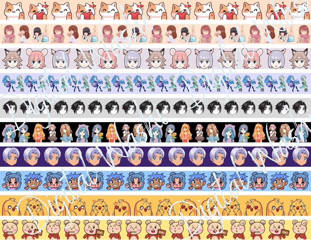 Anime Cartoon Digital Washi Tape, Digital Download, Embellishment ...