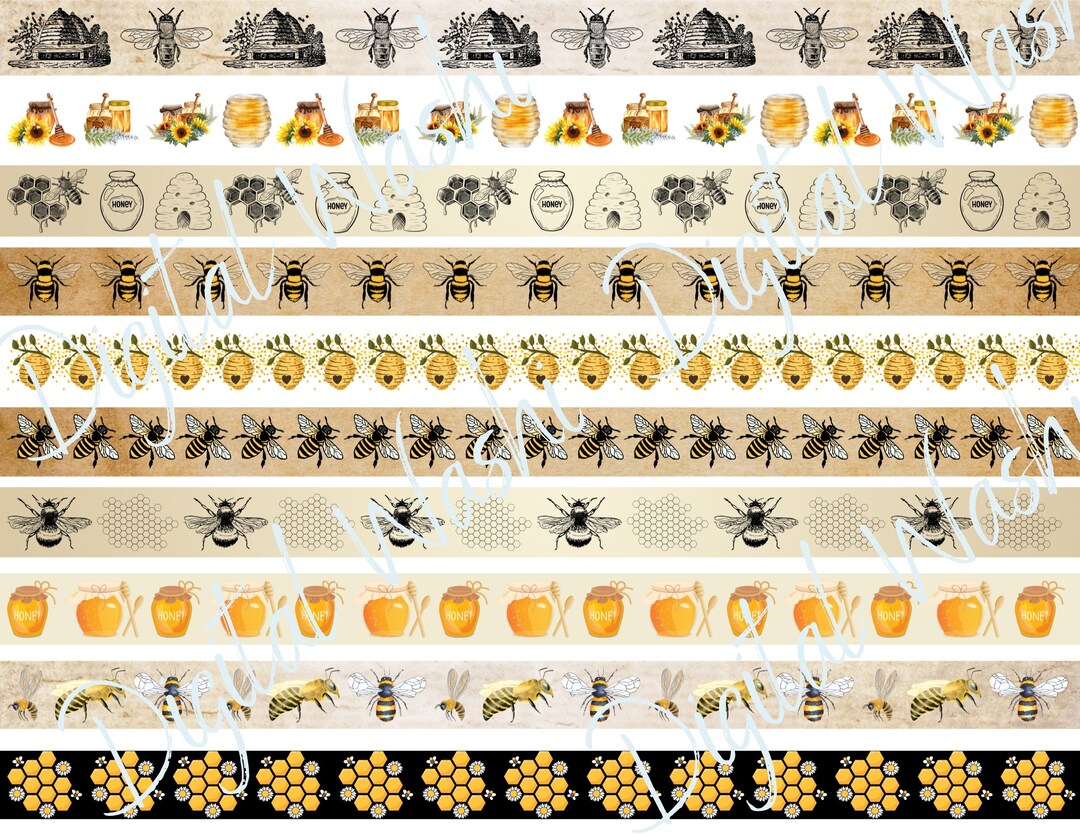 Bee Digital Washi Tape, Digital Download, Embellishment, Scrapbooking ...