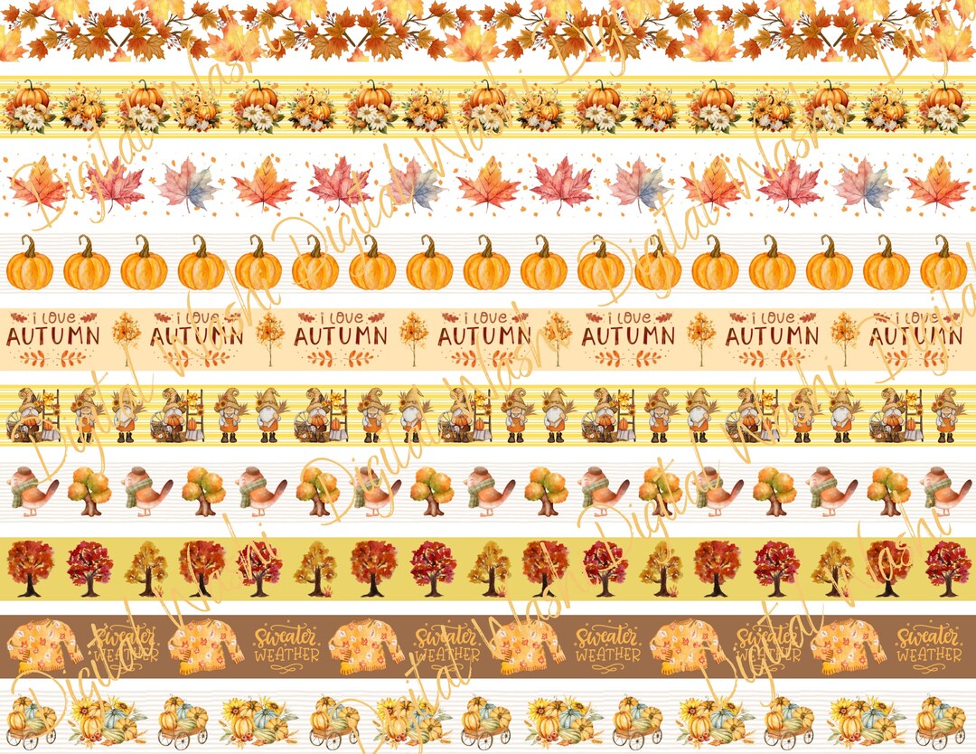 Fall Autumn Digital Washi Tape, Digital Download, Embellishment ...