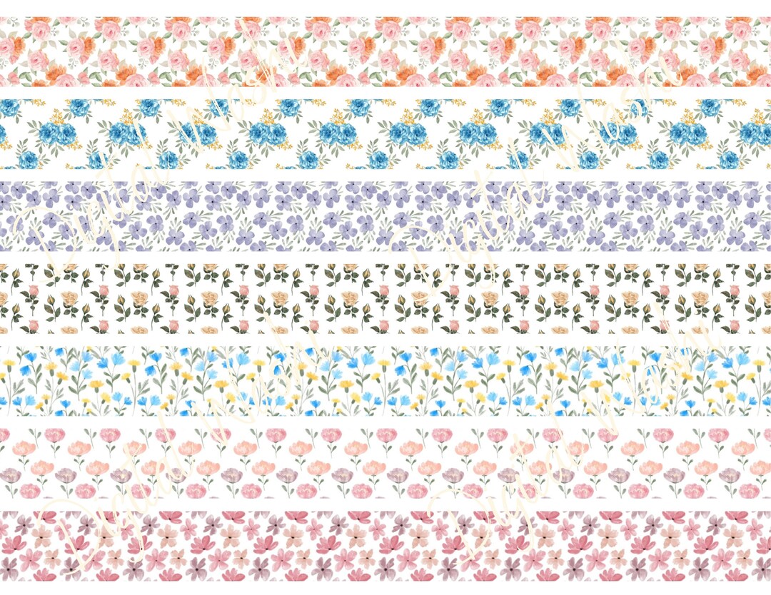 Vintage Floral Digital Washi Tape, Sizes Vary, Digital Download ...