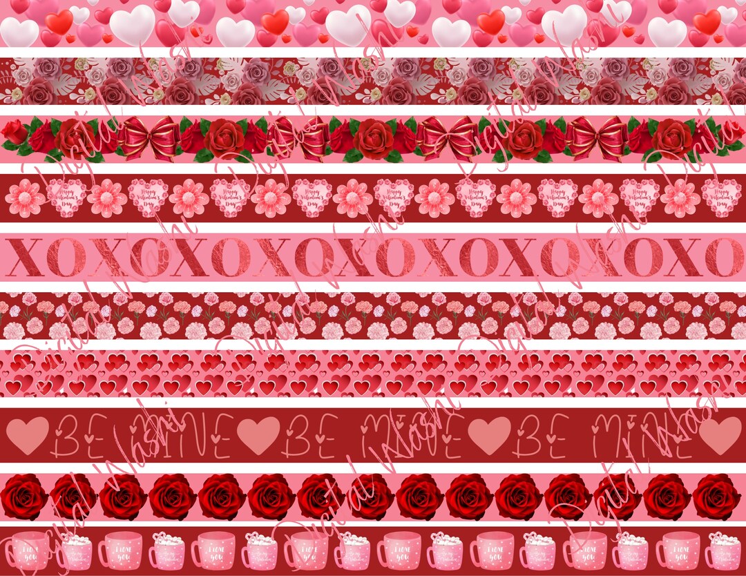 Valentine Digital Washi Tape, Digital Download, Embellishment ...