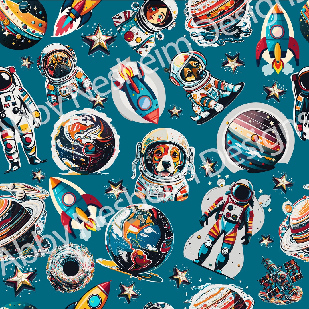 Space Dogs Repeating Pattern 18"x18" - PNG, Vector, SVG - Etsy