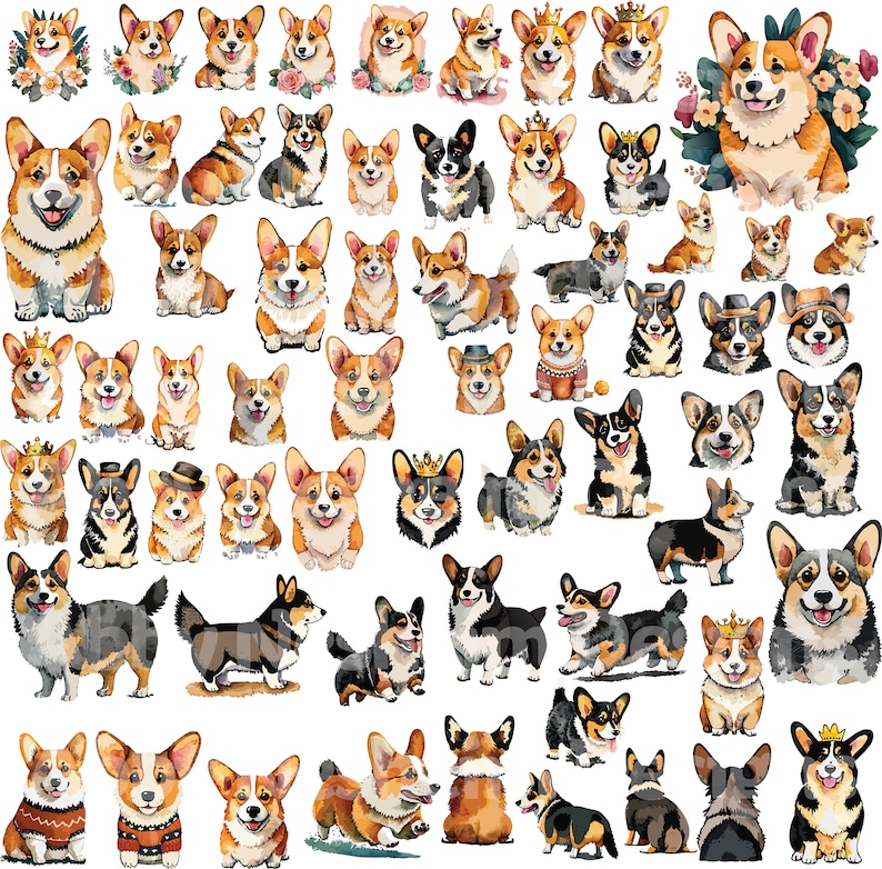 Corgi Watercolor Vectors SVG, PNG, Jpg - Etsy
