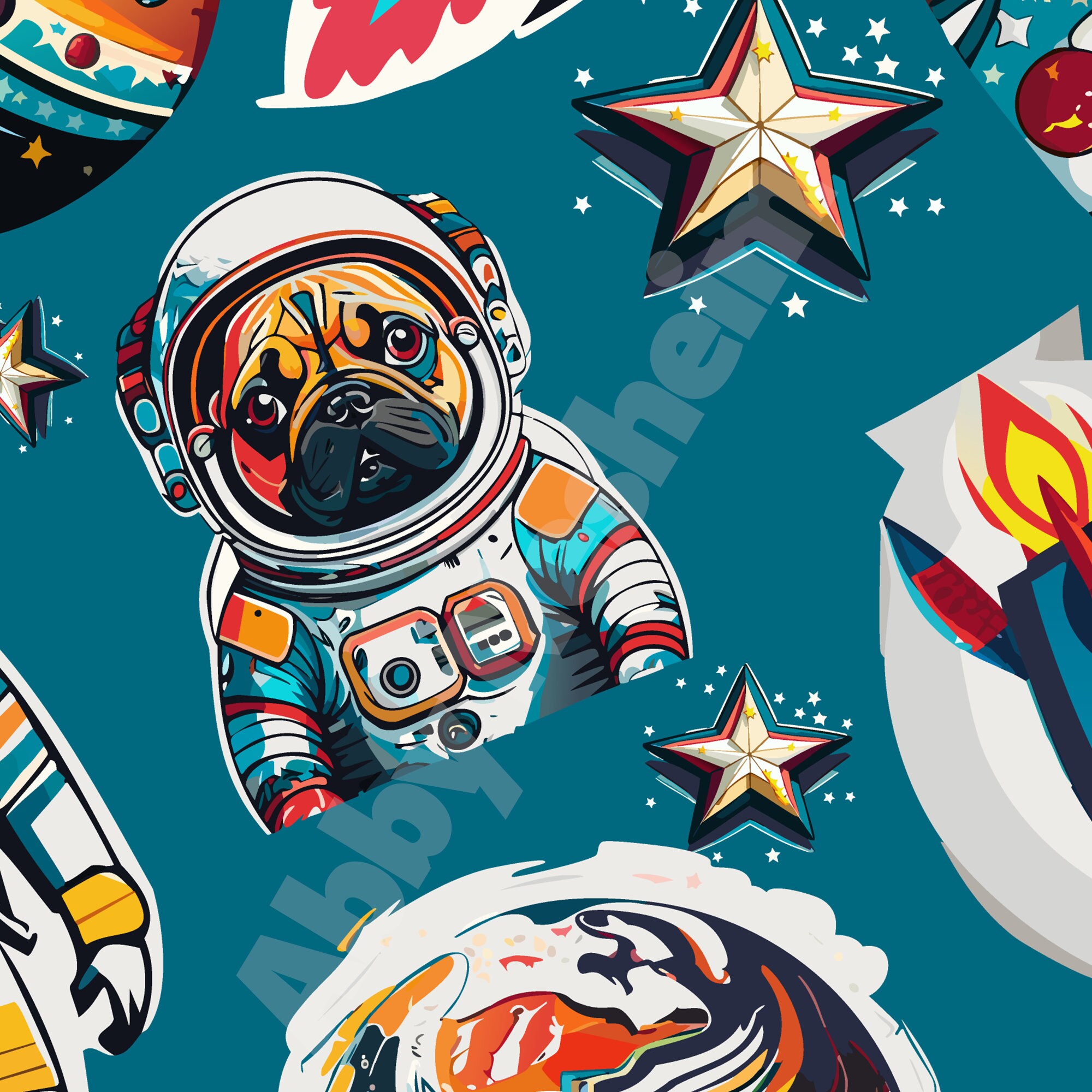 Space Dogs Repeating Pattern 18x18 PNG, Vector, SVG - Etsy