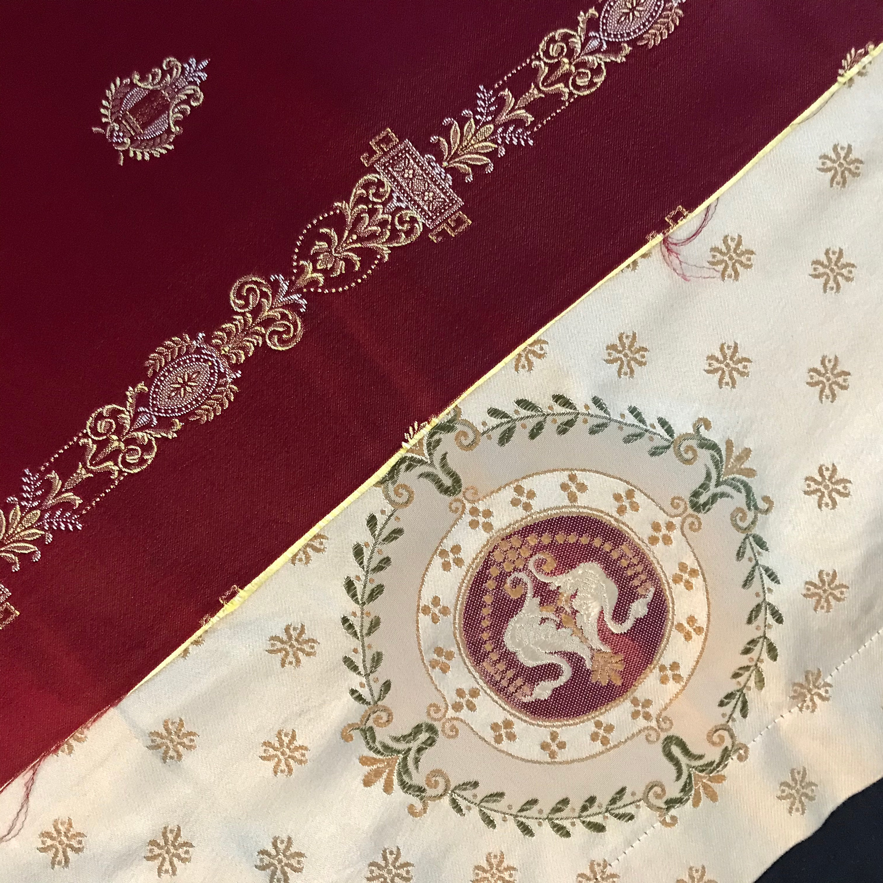 French Empire Style Textiles, 2 Vintage Silk Brocade Reproduction ...