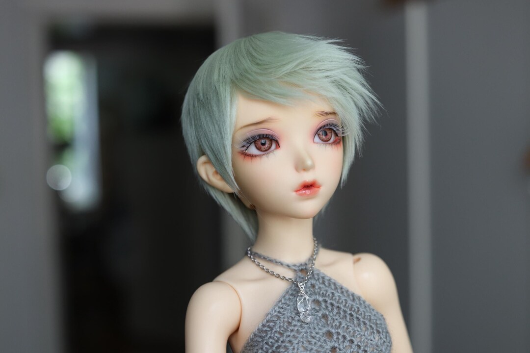 Minifee Fairyland Mnf Wig Mint Green Short Pixie Cut Handmade Hand Dyed Soy Fiber Bjd Doll 7 ...