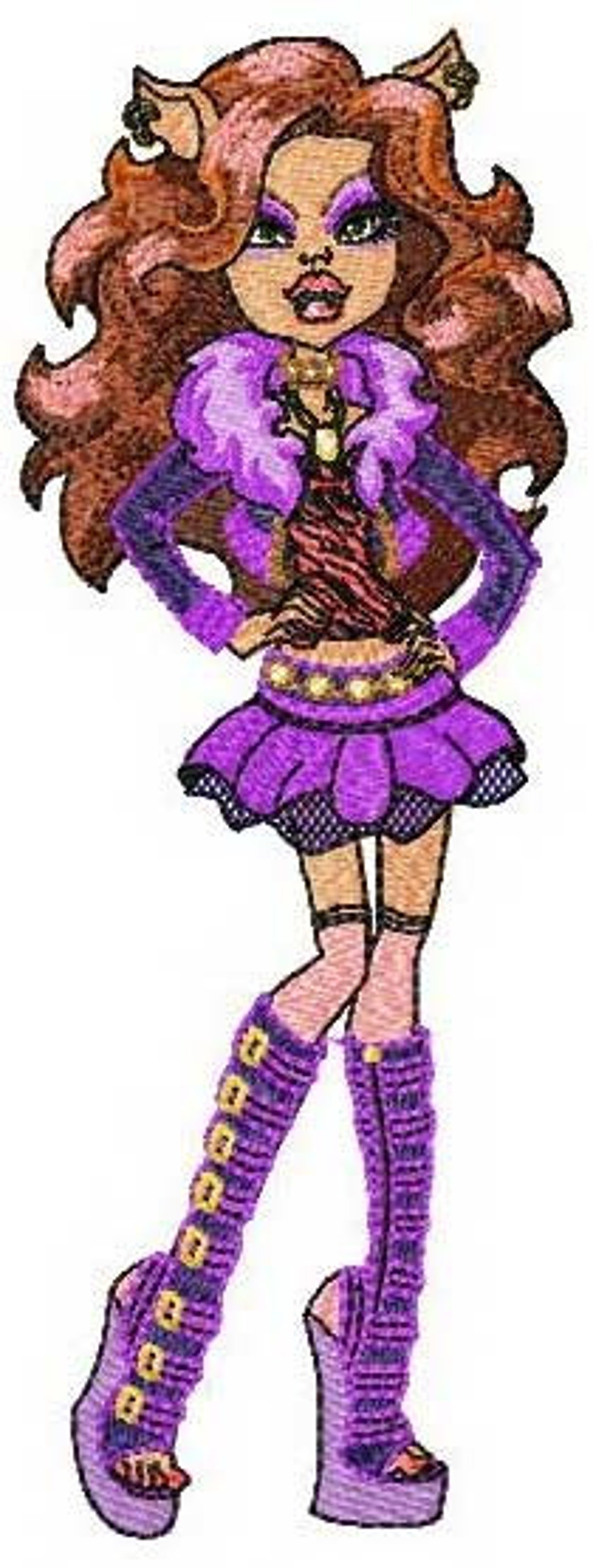 Clawdeen Monsters High Halloween Digital Embroidery Design File for ...