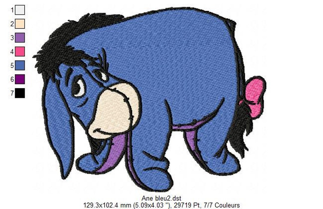 Eeyore the Sad Lilac Donkey From Winnie the Pooh Machine Embroidery ...