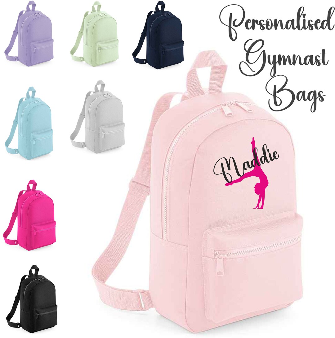 Personalised Gymnast and Name Backpack Girls Gymnastics Dance Rucksack ...