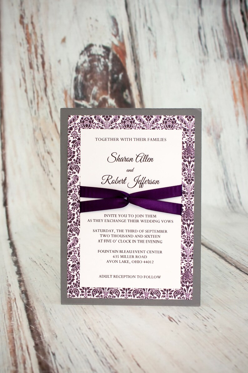 Layered Wedding Invitation With Ribbon - Etsy