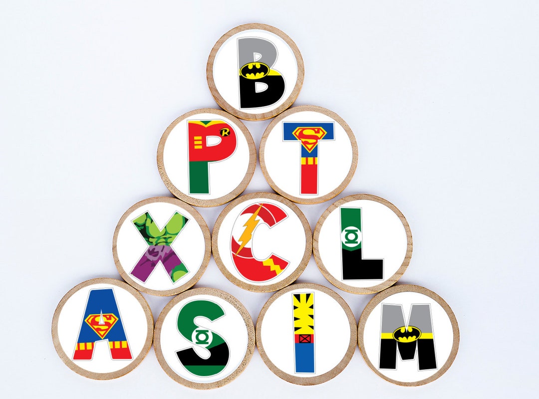 Superhero Alphabet Magnets/ Refrigerator Magnets/ Educational Magnets ...