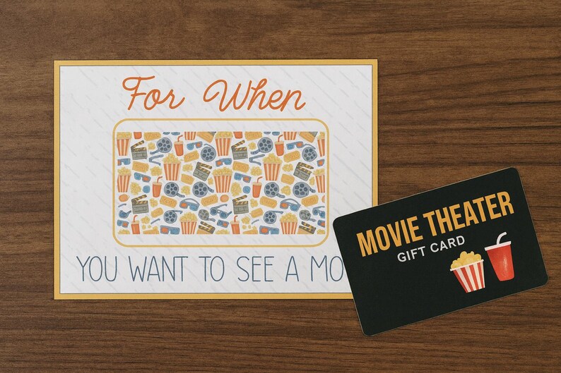 Printable Gift Card Holder: Movie Theater Design (digital Download) 6x4 ...