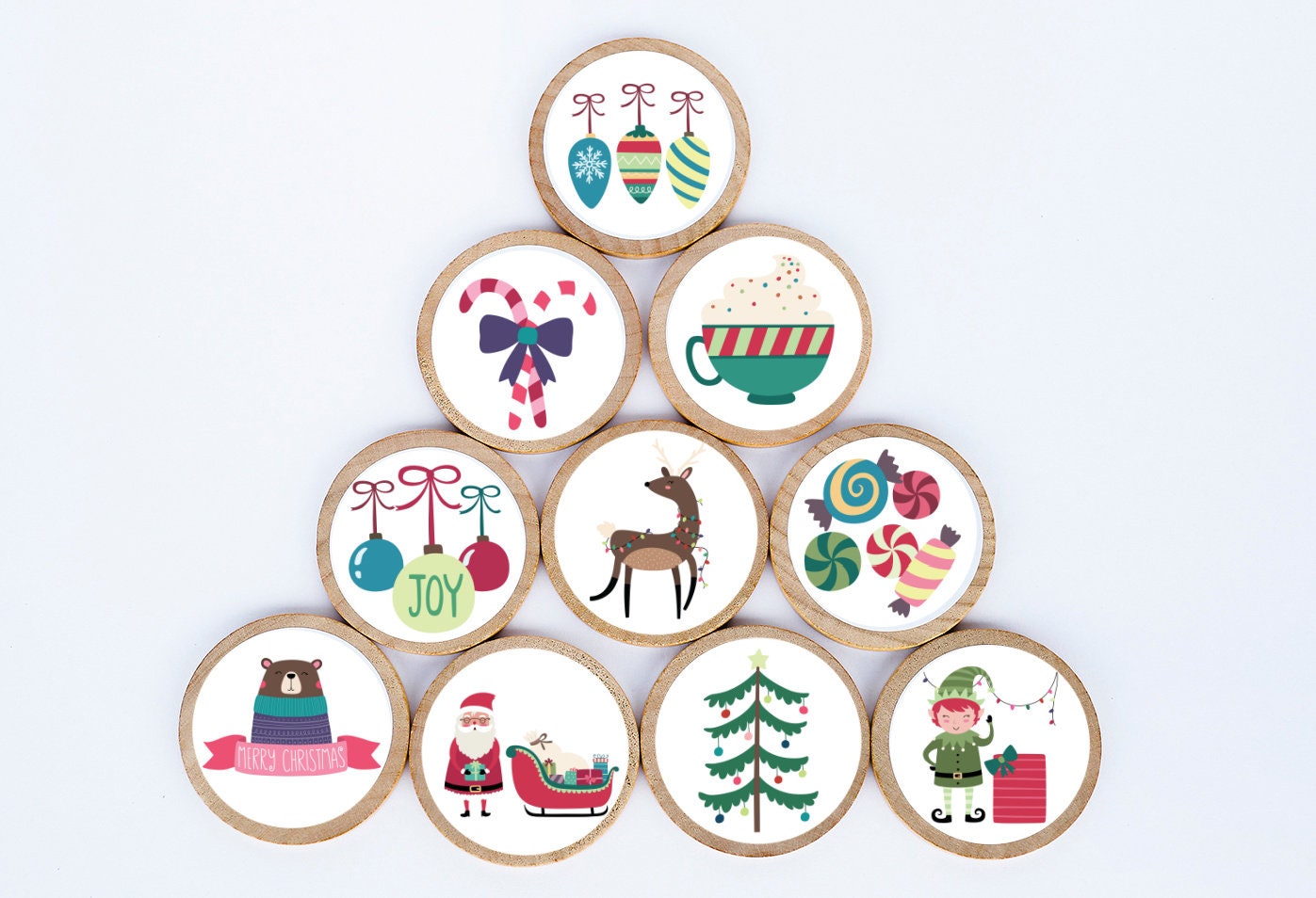 Christmas Magnet Set / Set of 10 / 2 3/8 x 1/4 Inches / | Etsy