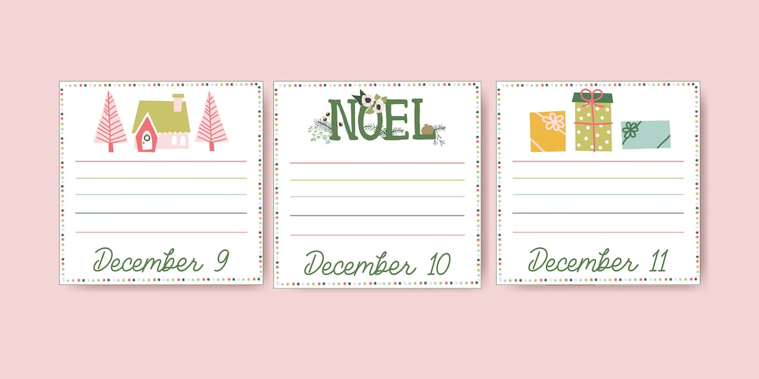 DIGITAL DOWNLOAD Printable 25 Day Christmas Advent Countdown ...