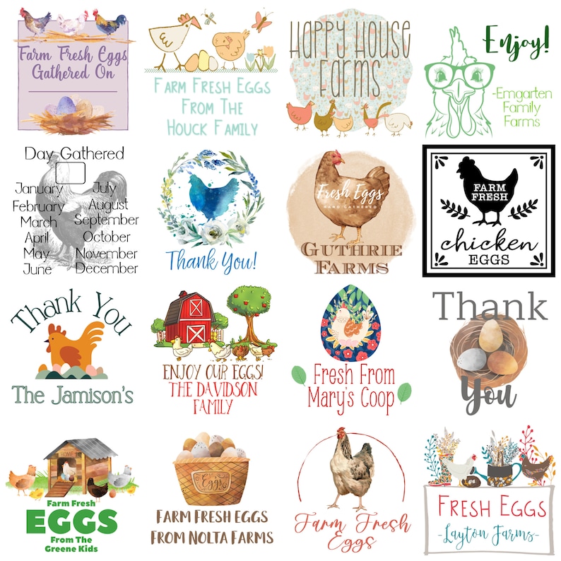 Personalized Chicken Egg Stickers/ Carton Labels/ Farm Egg - Etsy