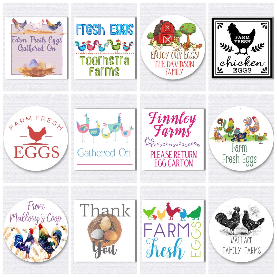 Personalized Chicken Egg Stickers/ Carton Labels/ Farm Egg - Etsy