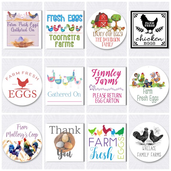Personalized Chicken Egg Stickers/ Carton Labels/ Farm Egg | Etsy