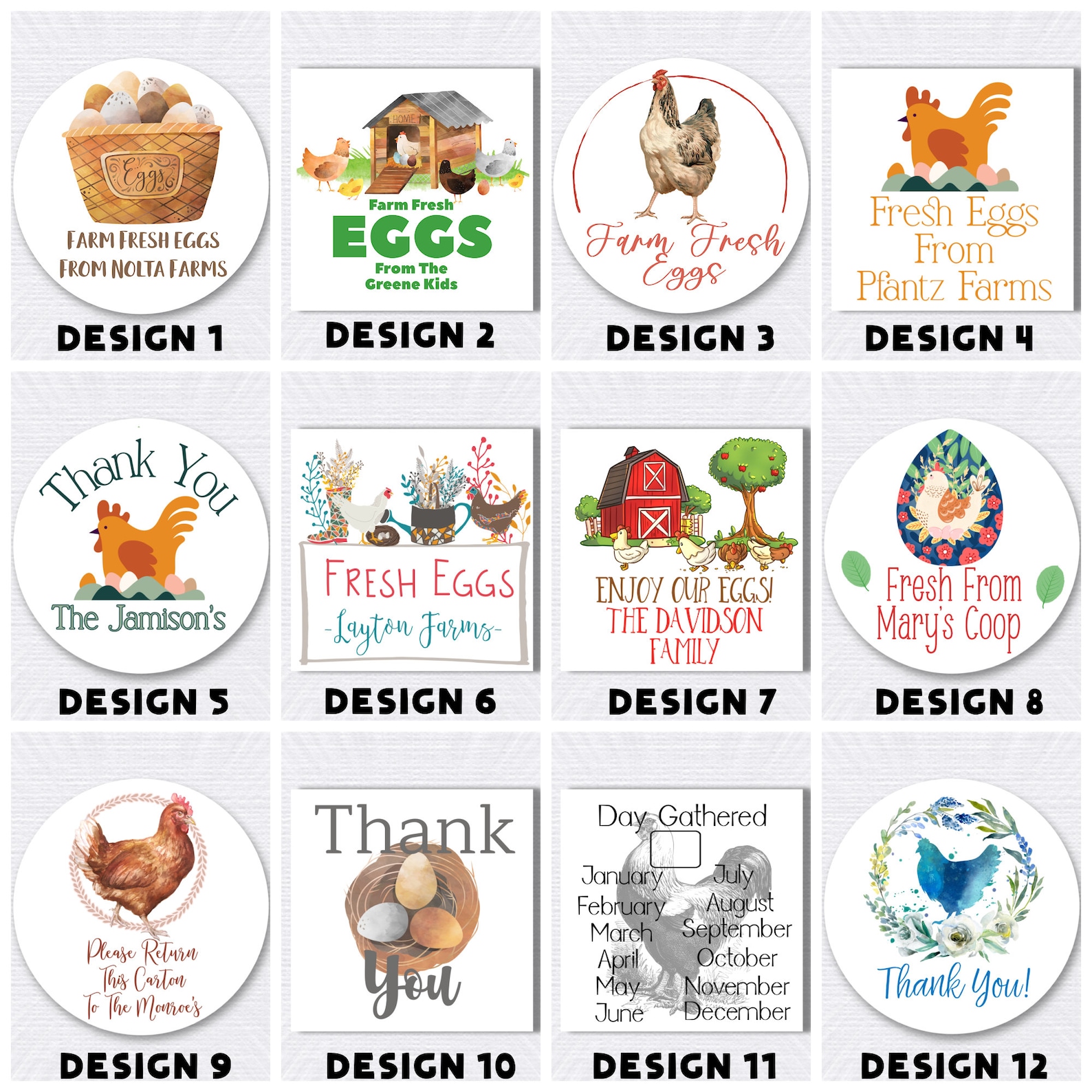 Personalized Chicken Egg Stickers/ Carton Labels/ Farm Egg | Etsy