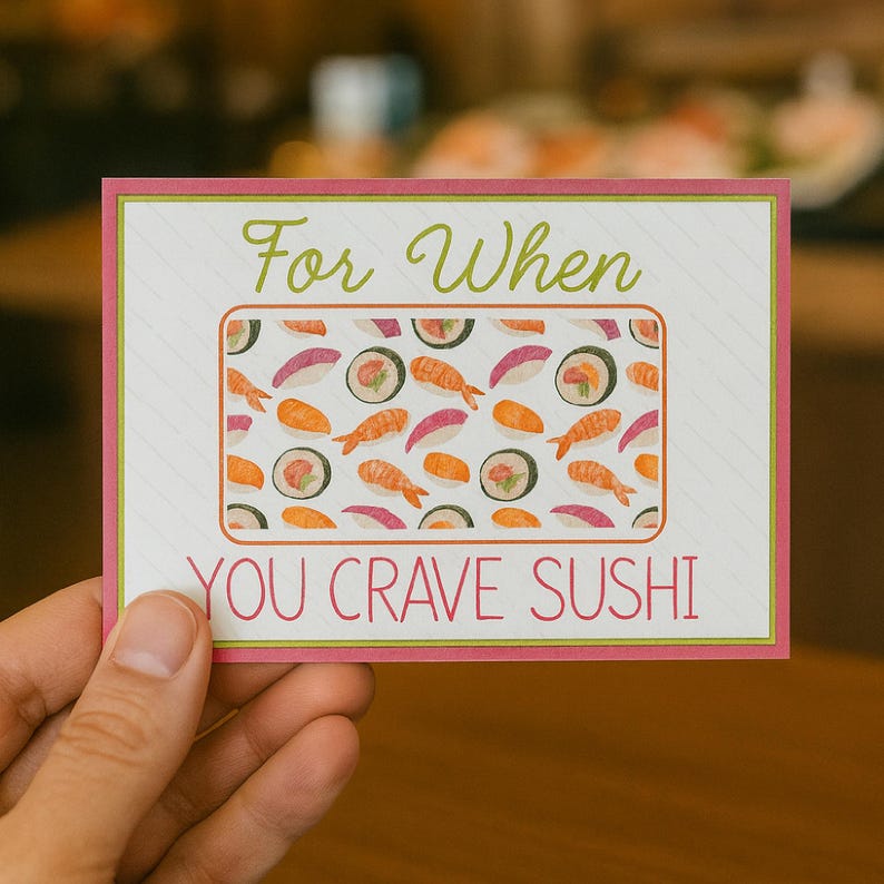 Printable Gift Card Holder: Sushi Design (digital Download) 6x4 Inches ...