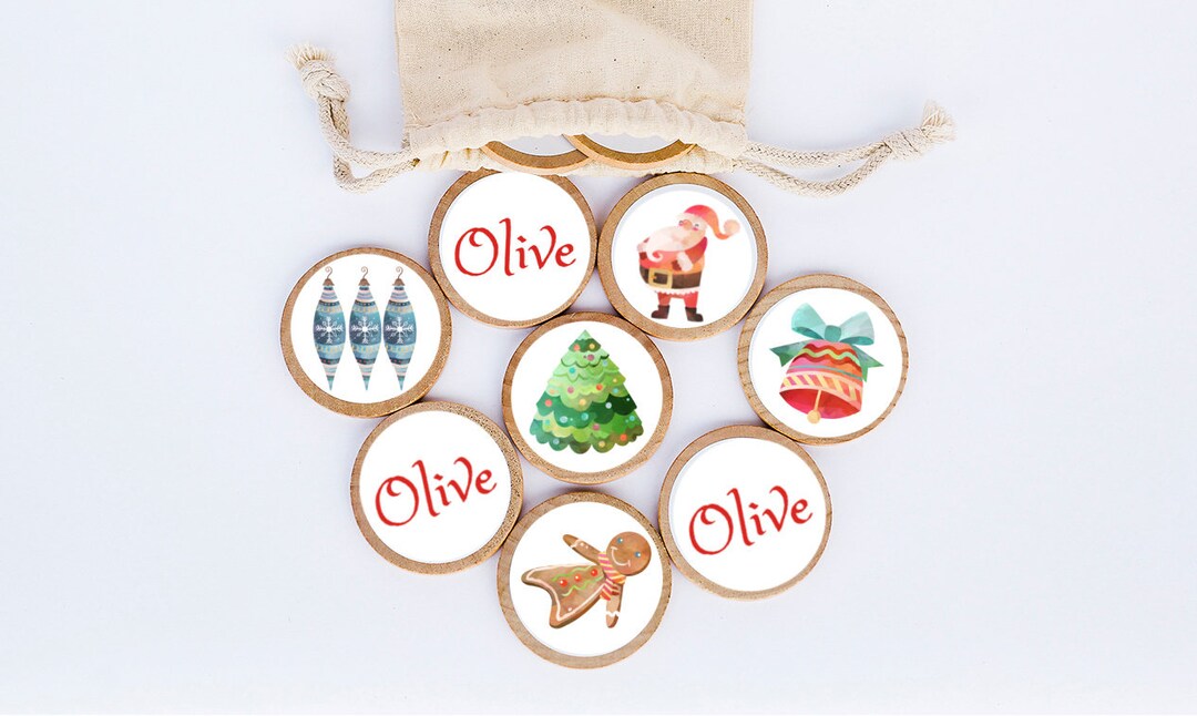 Personalized Christmas Matching Game: Wooden Memory Game, Stocking ...