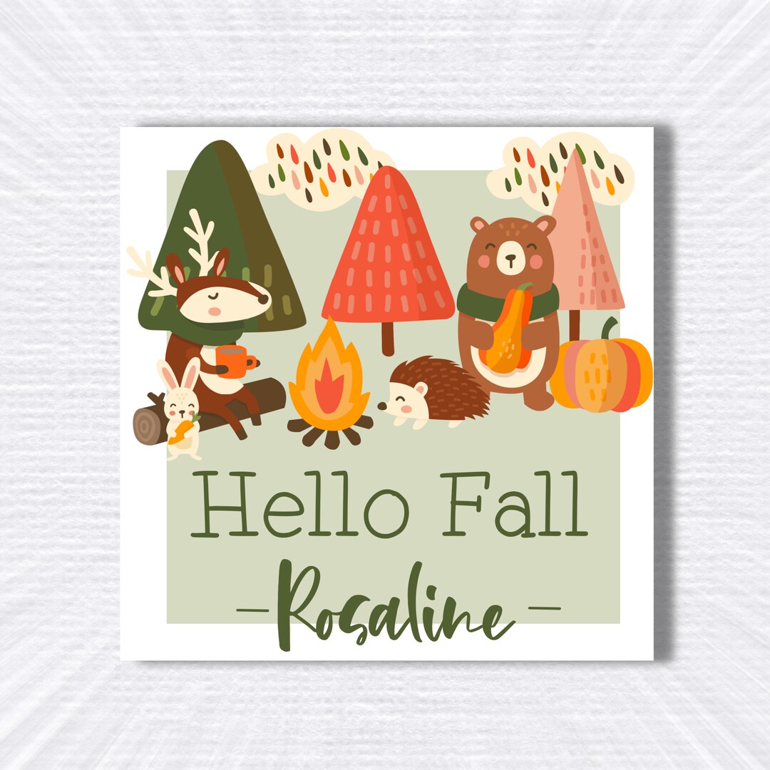 Personalized Stickers or Labels /woodlands/ Happy Fall Stickers ...
