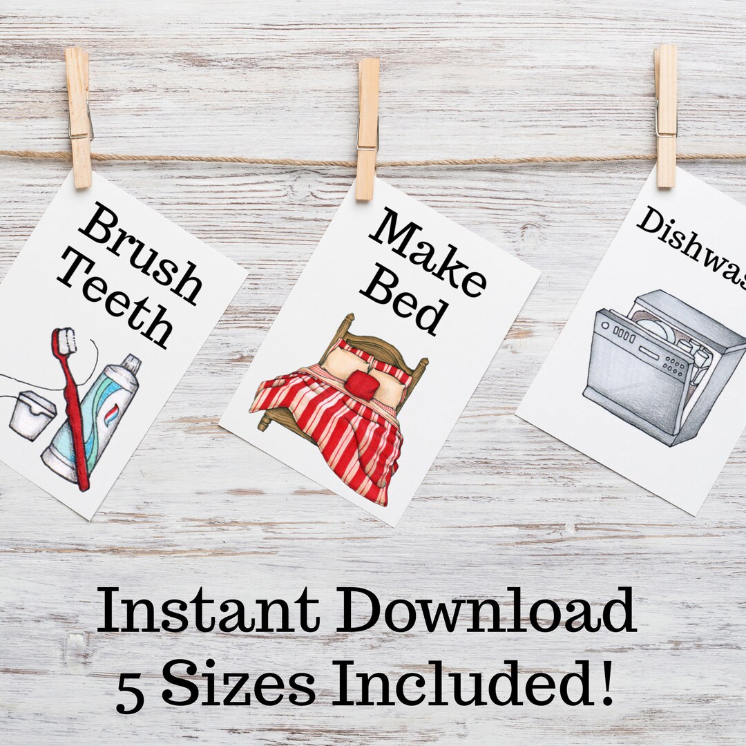 Chore Card Printables/ Instant Download /chore Cards/ Routine Cards ...