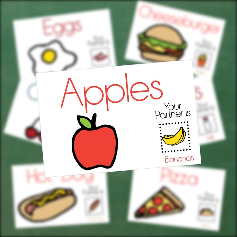 Food Pairing Cards: Classroom Partner Activity (printable PDF) - Etsy