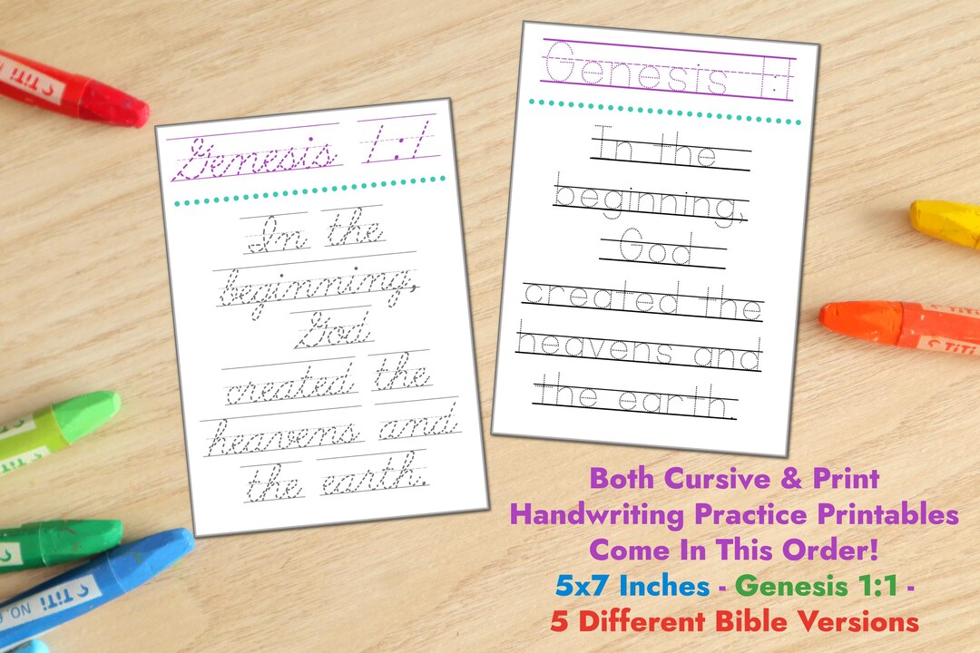 Genesis 1:1 / Bible Verse Handwriting Sheets/ Digital/ Download/ Bible ...