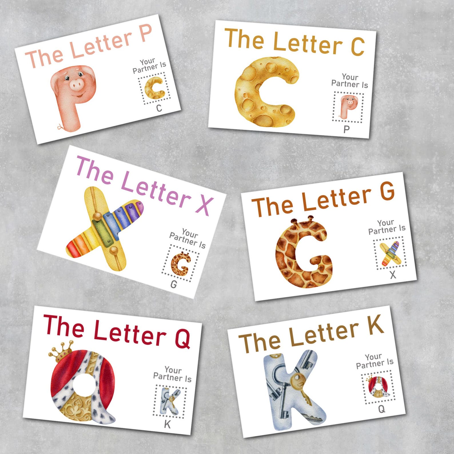 Alphabet Classroom Partner Cards: 13 Pairs (printable PDF) - Etsy