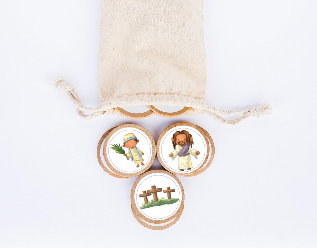 Easter Memory Matching Game: Wooden Coins, Linen Bag - Etsy