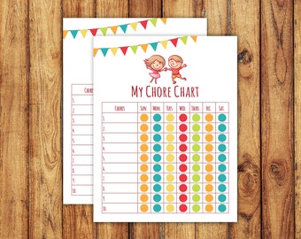 Girl's Chore Chart Printable, Daily Job Chart, Daily Planner, Job Chart ...